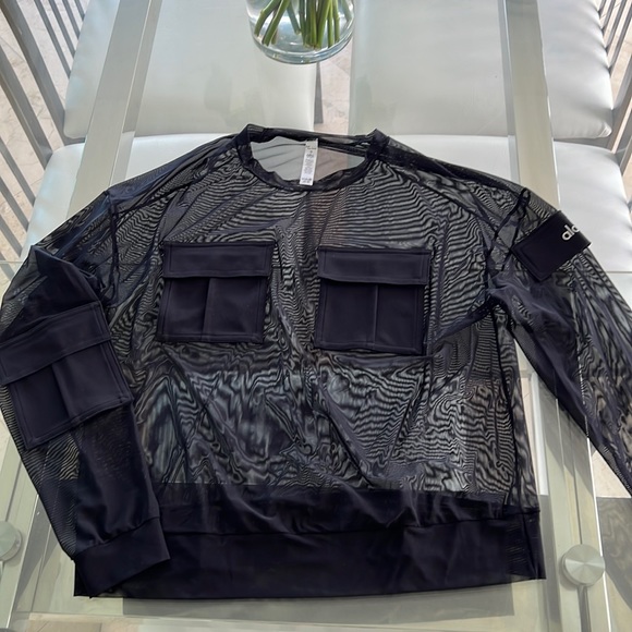 ALO Yoga | Tops | Alo Yoga Tactical Sheer Mesh Long Sleeve Black Top ...